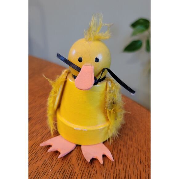 Accents | Handmade Kitschy Craft Clay Pot Chick Yellow Feather | Poshmark